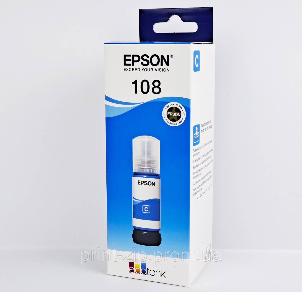 Оригинальные чернила Epson EcoTank L8050 / L18050 / 108 Cyan, 70 ml ...