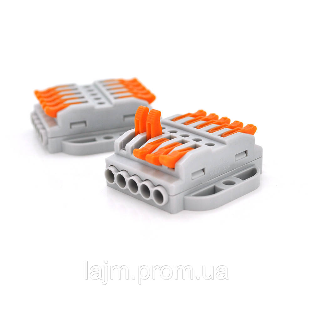 Клеммная колодка с нажимными зажимами 5-проводная WAGO K223-5P для распределительных коробок, 5 ...