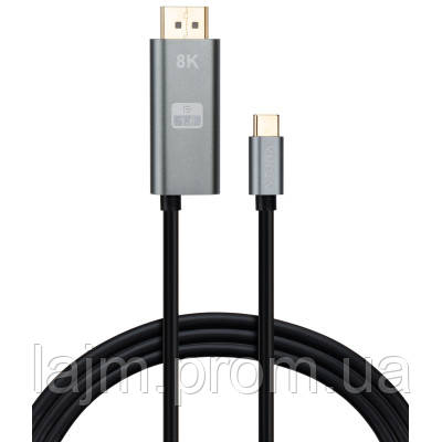 Кабель мультимедийный USB-C to DisplayPort 1.5m v1.4 8K60Hz PD 100W ...