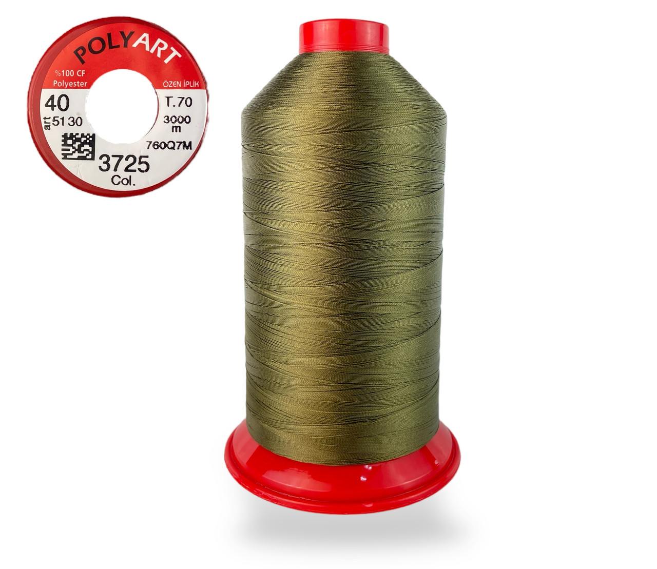 Нитка швейная полиэстер POLYART(ПОЛИАРТ) N40 цвет #3725 хаки 3000м ...