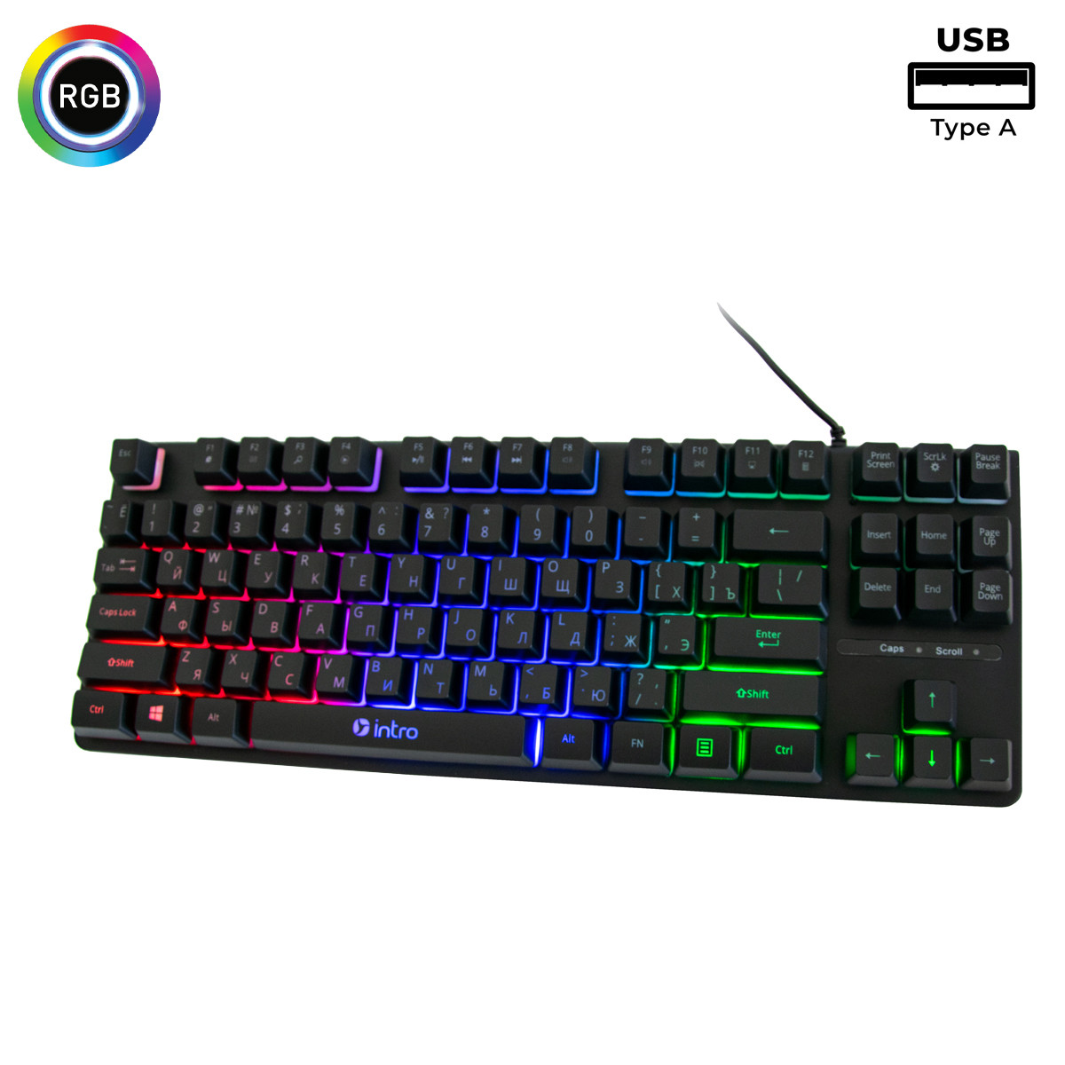 ТОП Клавиатура с подсветкой RGB - Keyboard Intro DX-750 Черная ...