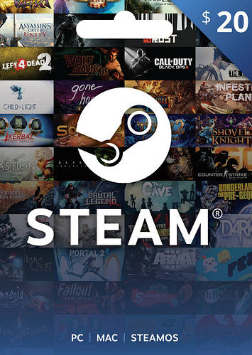 Подарункова карта Steam Gift Card на суму 20 usd (Регіон Україна) (ID ...