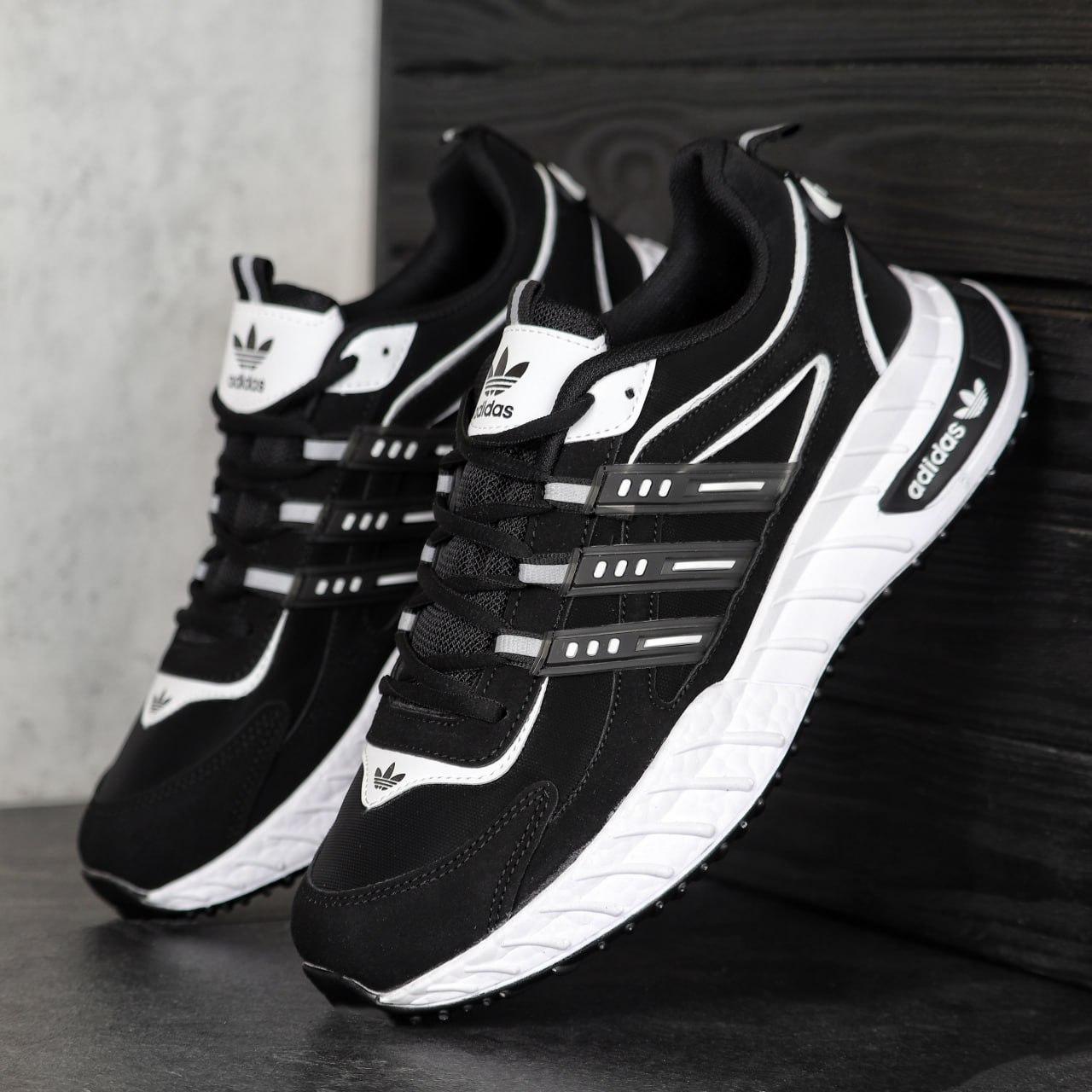 Чоловічі Кросівки Adidas Чорні з білою підошвою, Кросівки Адідас ...