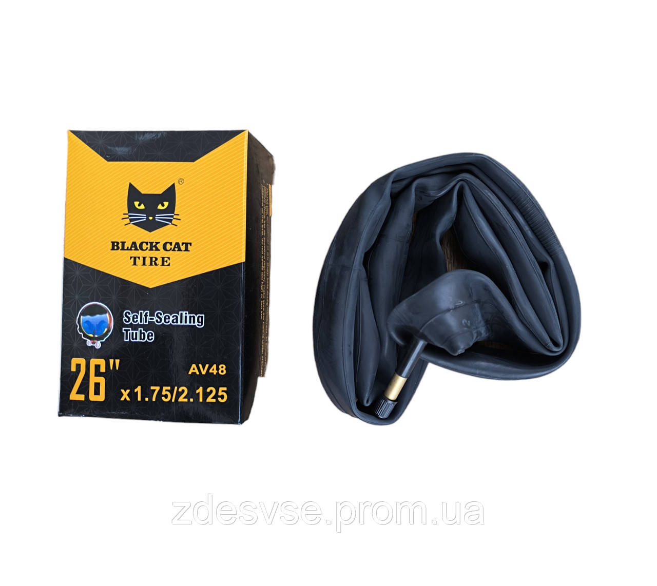 Велокамера гель антипрокол 26x1,75/2,125 самоклейка BLACK CAT (ID ...