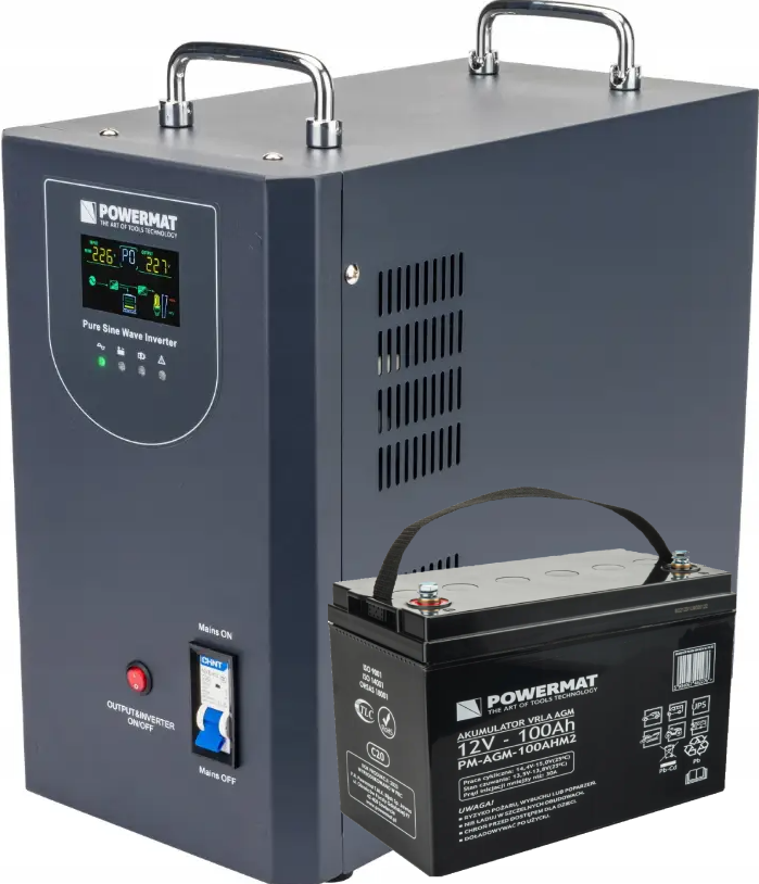 ИБП Powermat 3000ВА 2400Вт чистая синусоида + аккумулятор Powermat 12В ...