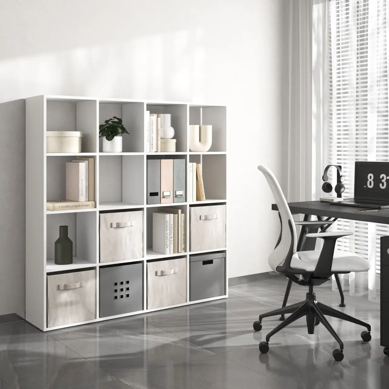 Стелаж для дому полиця для книг та іграшок розділювач кімнати на 16 комірок книжкова шафа S