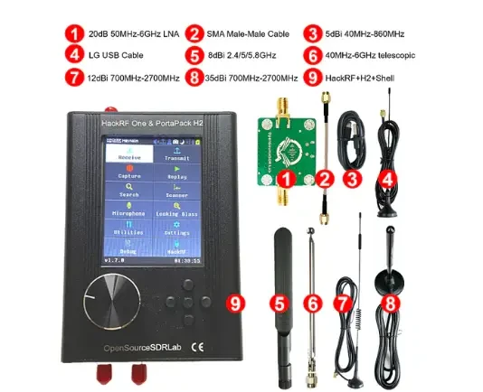 Hackrf One Portapack H2 Mayhem Sdr радиостанция с 6 антеннами 1МГц 6ГГц продажа цена в Киеве