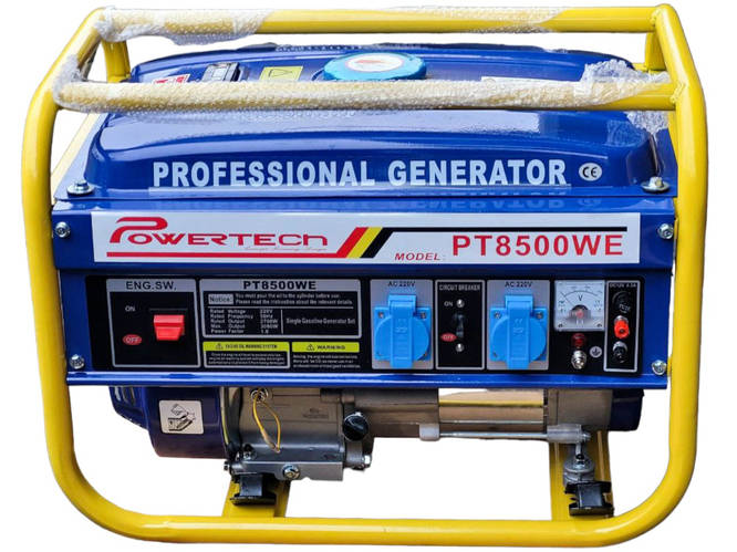 Генератор бензиновый однофазный 2.5 кВт Powertech PT8500WE ручной ...