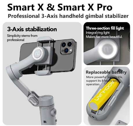 Руной стабилизатор AOCHUAN Smart X Pro 3-х осевой с беспроводной зарядкой смартона для экшн ...