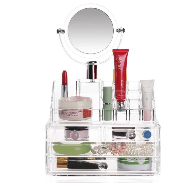 Органайзер контейнер для косметики і для прикрас з Дзеркалом 24x5x11см ...