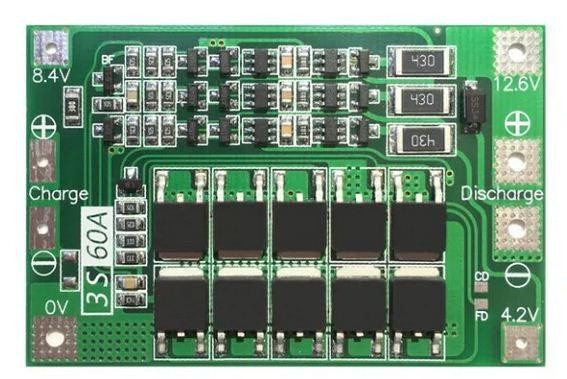 BMS контроллер 3S 60A для Li-Ion аккумляторов с балансировкой 12.6V ...