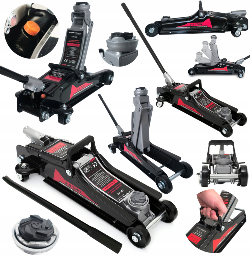 Домкрат подкатной гидравлический 2.5т низкопрофильный 90-340мм Kraft ...