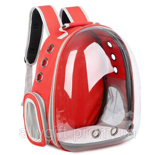 Прозрачный рюкзак для переноски животных Pet Cat для кошек и собак Red ...