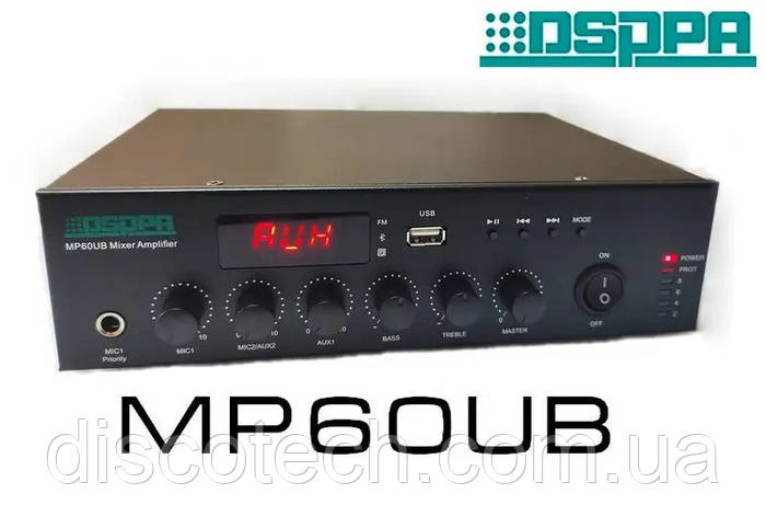DSPPA MP60UB это мини-цифровой усилитель 60Вт Class D,высотой 1,5U с USB/FM и Bluetooth (ID ...
