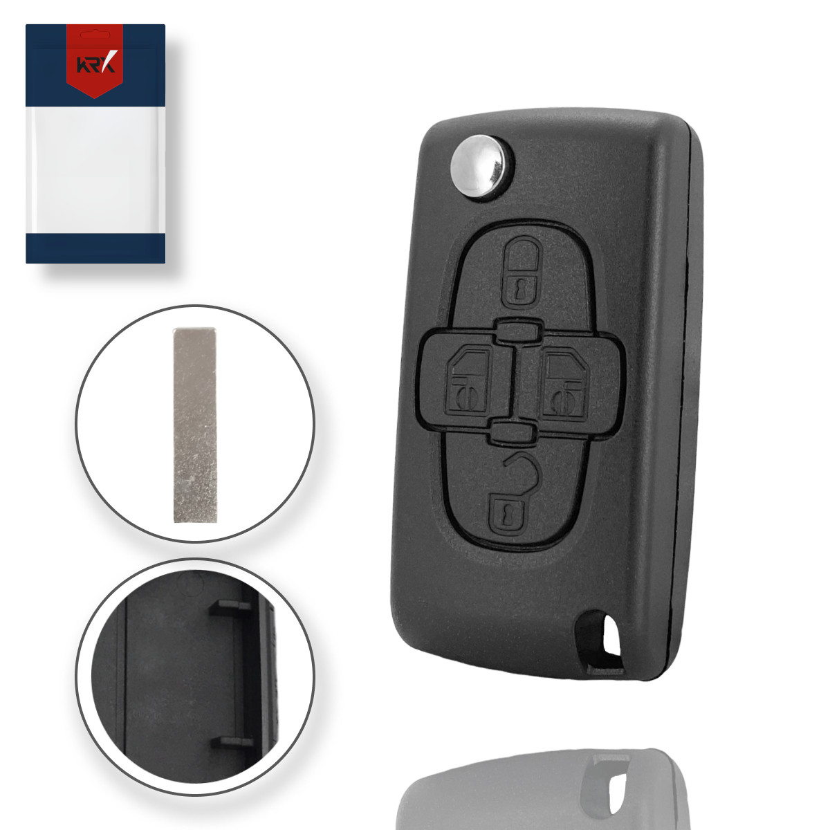 Корпус выкидного ключа Peugeot 807 1007 на 4 кнопки CE0523 бат на плате ...