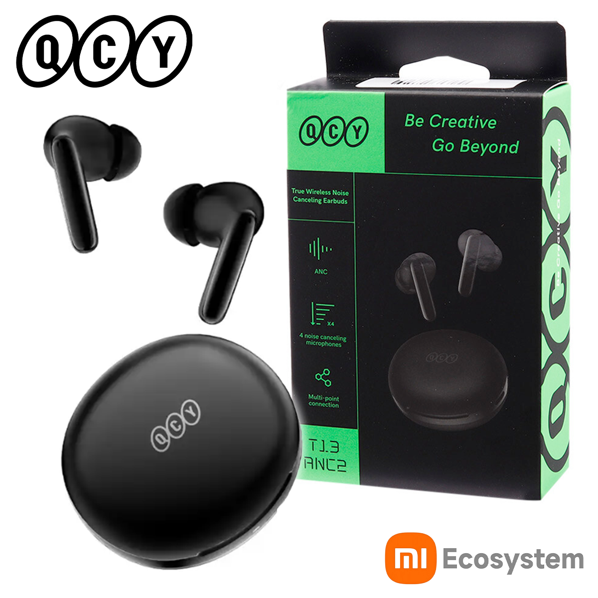 Бездротові навушники TWS з активним шумозаглушенням QCY T13 ANC2 BT5.3 Black: продаж, ціна у ...