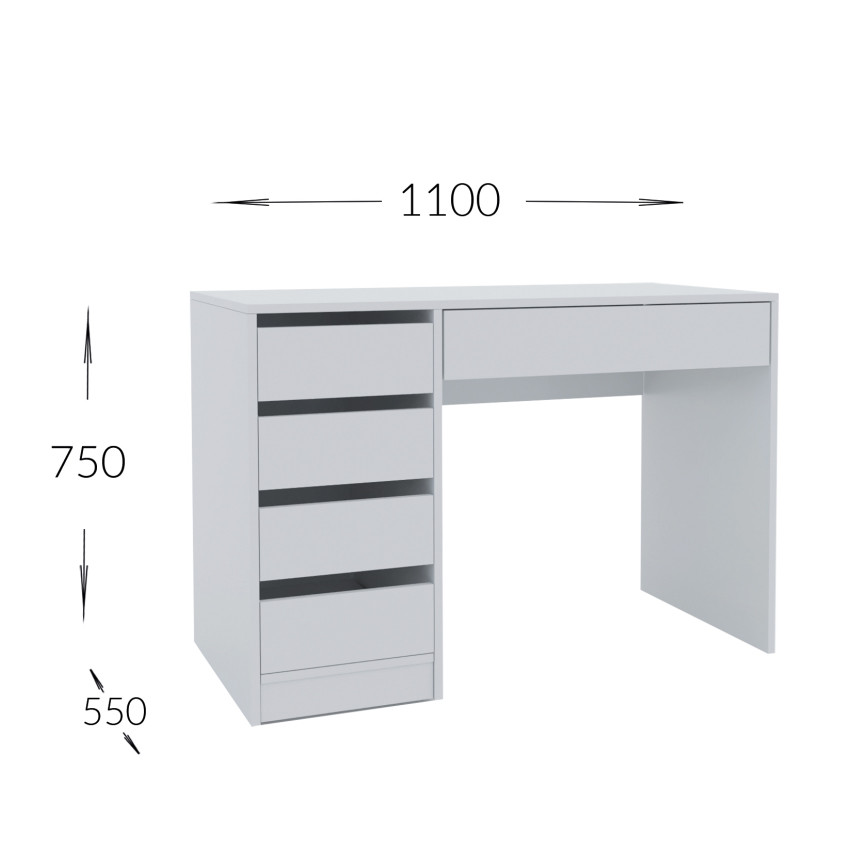 Купити Сучасний невеликий прямий білий компютерний письмовий стіл з тумбою з шухлядами для