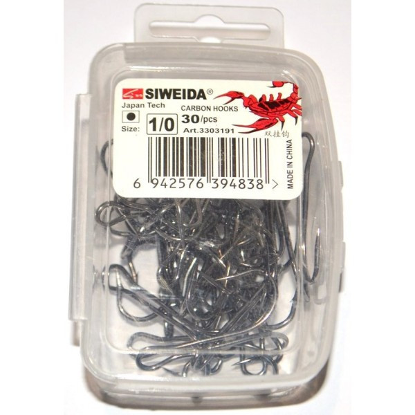 Гачки двійники Siweida, 30шт/уп, № 1/0 (Гачки двійники), ціна: 127.01 ...