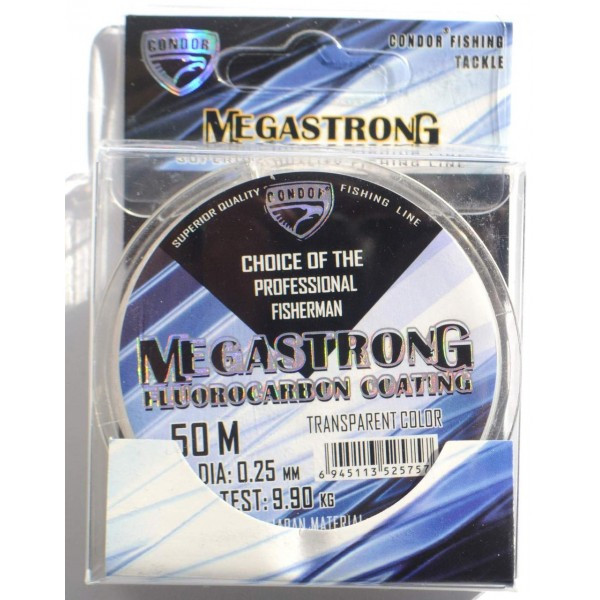 Леска Condor Megastrong Fluorocarbon Coating, 50м, 0,25мм (Флюорокарбон ...