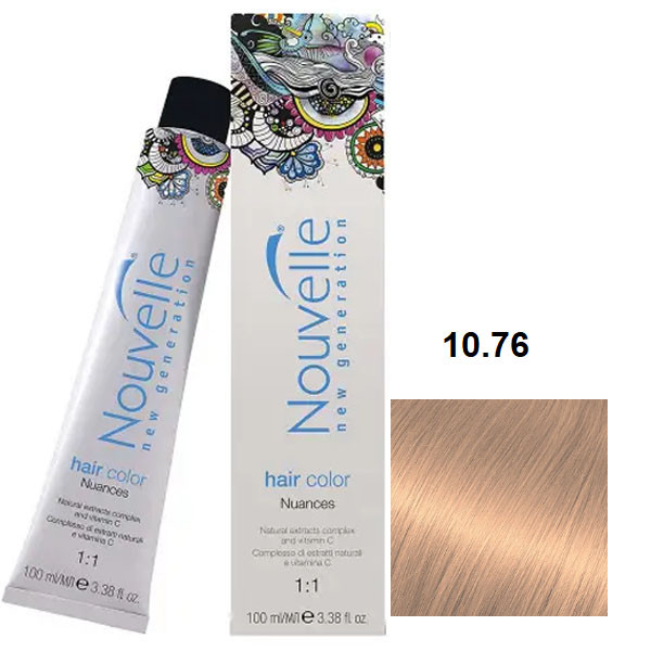 Nouvelle Hair Color Стійка крем-фарба для волосся_10.76 платиновий ...