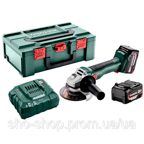 Мощная аккумуляторная болгарка Metabo W 18 L BL 9-125: с АКБ 2шт-18В/4 ...
