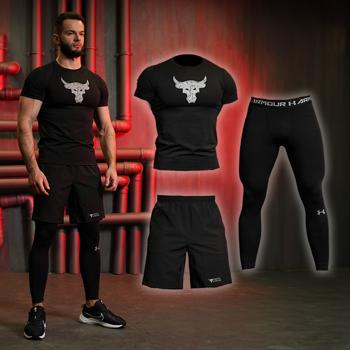 Мужской компрессионный рашгард Under Armour комплект одежды 3в1 костюм ...