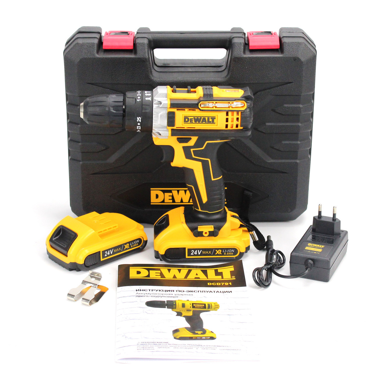 Мощный Аккумуляторный Ударный шуруповерт DeWalt (24V 6AH) c набором ...