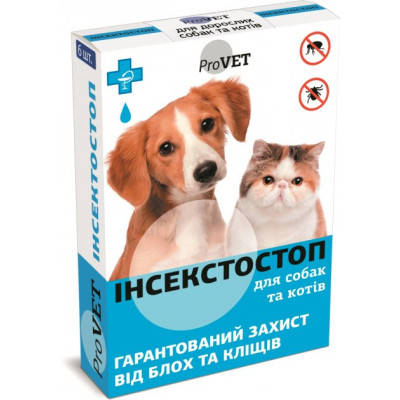 Капли для животных ProVET Инсектостоп от блох и клещей для кошек и ...