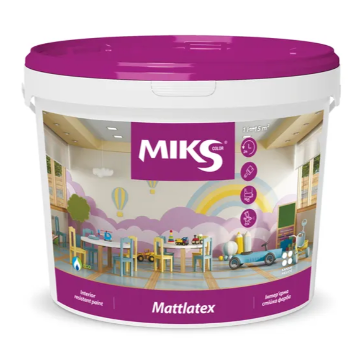 Краска для стен и потолка интерьерная акриловая матовая Miks Color