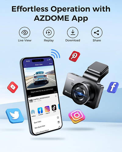 Автомобільні відеореєстратори AZDOME M63 Lite 4K Dash Cam Front, 2160P ...