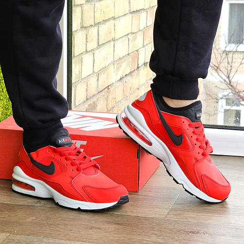 Яркие Мужские Кроссовки Nike Air Max 93 RED С Балоном Кожаные Найк ...