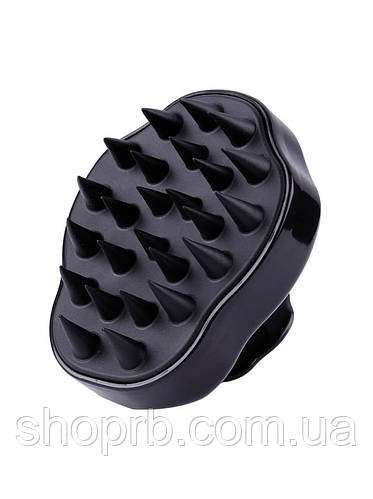 Щітка-масажер для миття шкіри голови полімерна із силіконовими зубчиками D2 чорна (ID#2240780435 ...