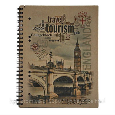 Блокнот Buromax spiral side, А5, 80 sheets, KRAFT, square, perforation ...