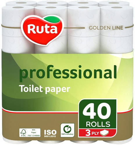 Туалетний папір Ruta Professional 40рул 3ш білий (ID#2241743909), ціна: 555 ₴, купити на Prom.ua