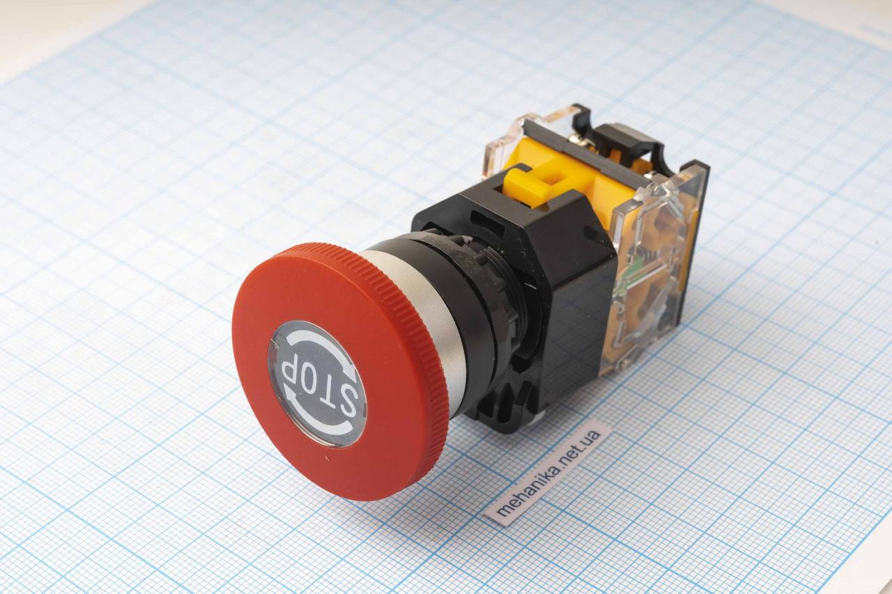 Кнопка аварийной остановки СТОП с фиксацией LA38, пары контактов 1NO ...