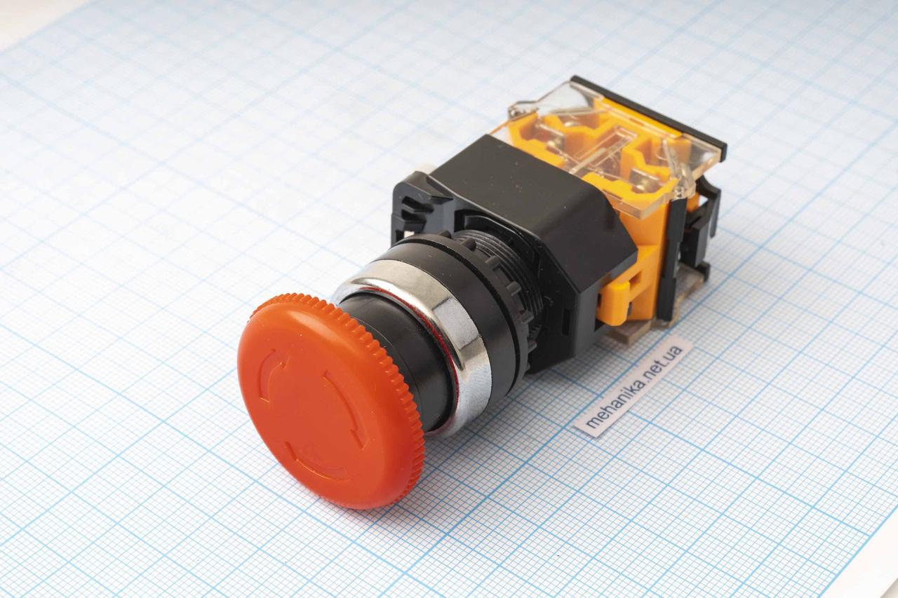 Кнопка аварийной остановки СТОП с фиксацией LA38, пары контактов 2 x NC ...