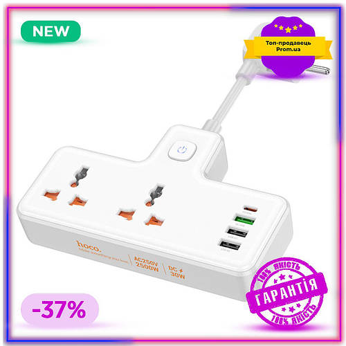 Сетевой удлинитель с usb HOCO AC12A PD30W/1C3A Удлинитель с usb ...