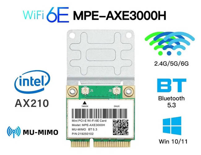 WiFi модуль DualBand+BT Intel AX210 Mini PCI-E (ID#2247507758), цена ...