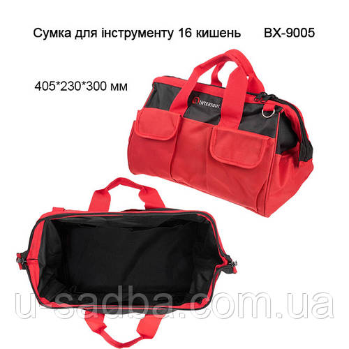 Сумка для инструментов, 16 карманов 405 мм x 230 мм x 300 мм INTERTOOL BX-9005 (ID#946634384 ...