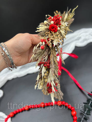 Вінок в червоних тонах під вишиванку в бохо стилі (ID#2247939341), ціна ...