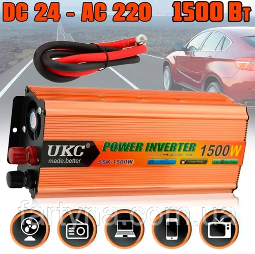 Преобразователь напряжения инвертор 1500w 24-220 inverter i-power ssk ukc для зарядки ноутбука ...