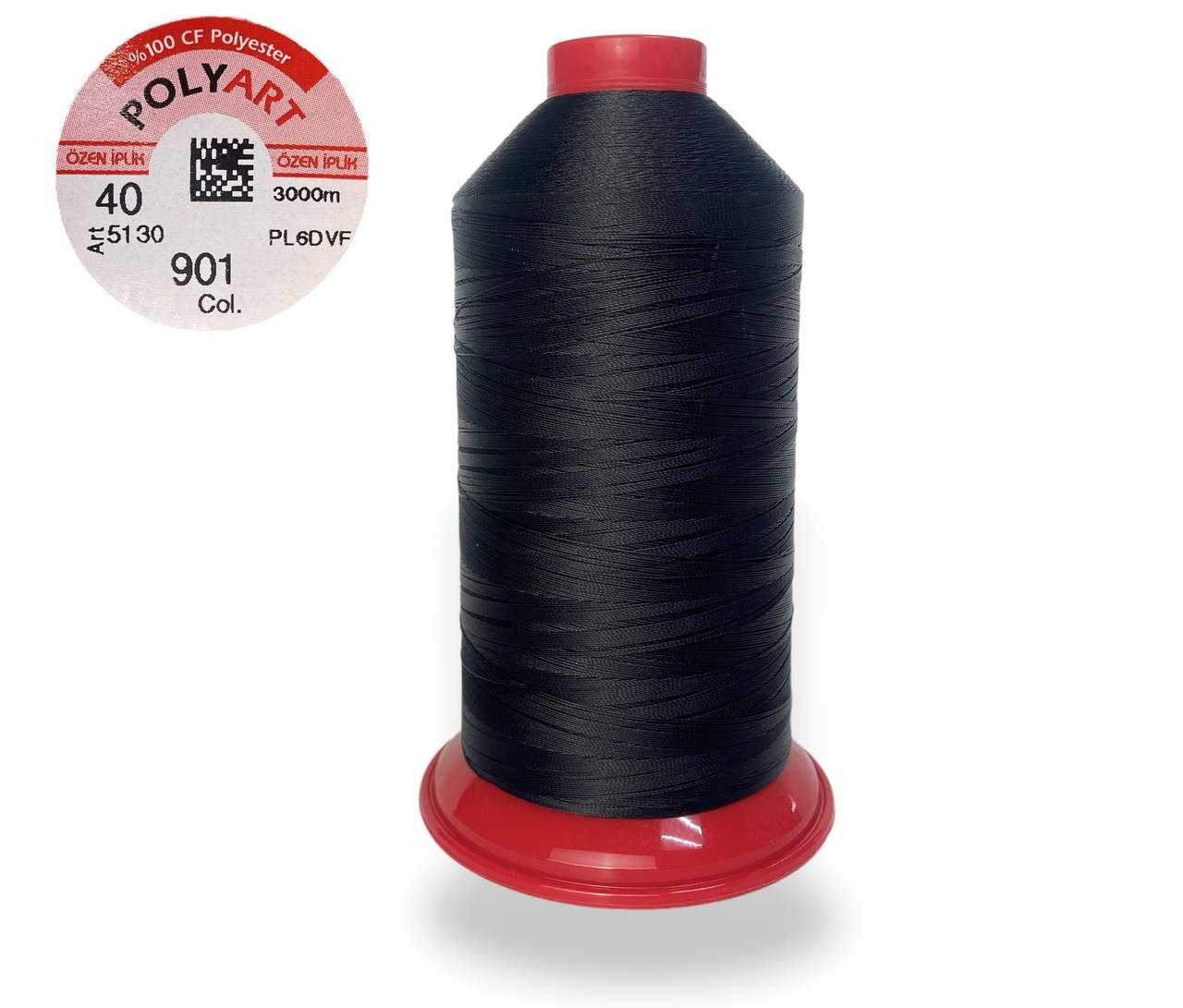 Нитка швейная полиэстер POLYART(ПОЛИАРТ) N40 цвет #901 черный 3000м ...