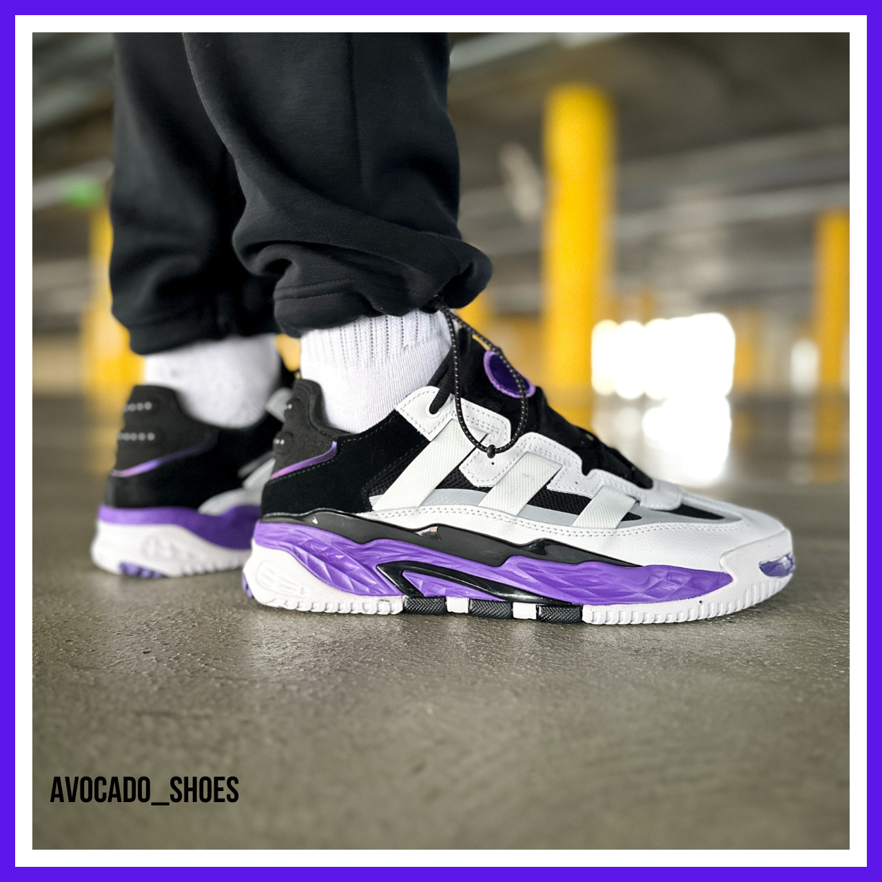 Кроссовки мужские Adidas Niteball White Purple / Адидас Найтбалл белые ...