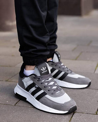 Мужские кроссовки Adidas Retropy F2 Grey Black Адидас ретропи серые (ID ...