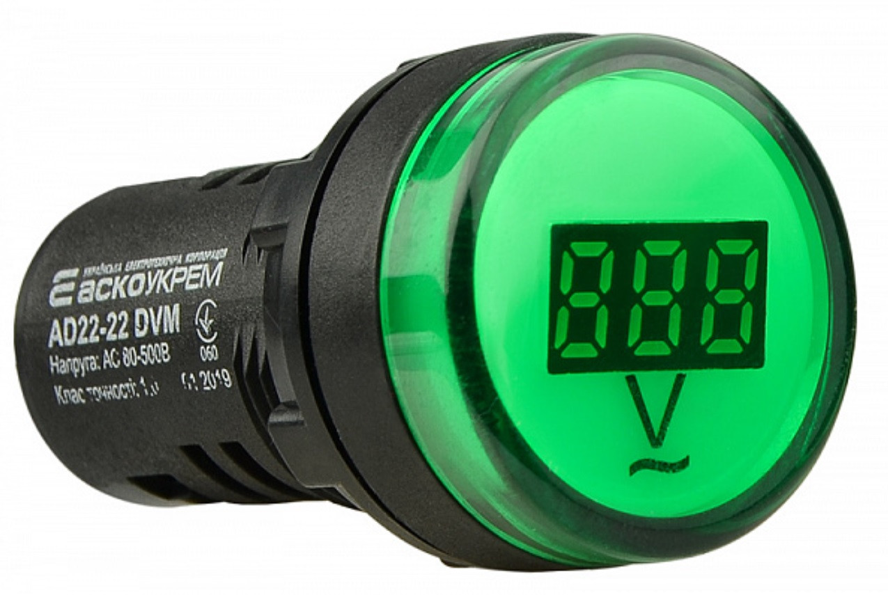 Цифровий вимірювач напруги AD22-22DVM AC 80-500В зелений (змінний струм ...