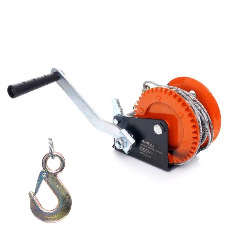 Ручная лебедка Kraft&Dele KD1313, трос 10 м, барабанная лебедка 1500 кг ...