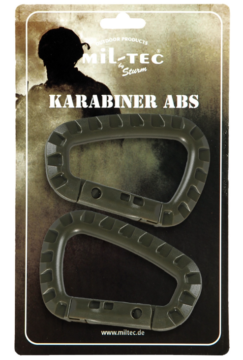Набір 2 карабіни тактичні Mil-Tec® Олива KARABINER ABS (2 ST./BLISTER) OLIV (15921001) (ID ...