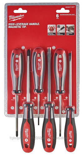 Набор магнитных отвёрток Milwaukee с трёхгранной рукояткой 6шт ...
