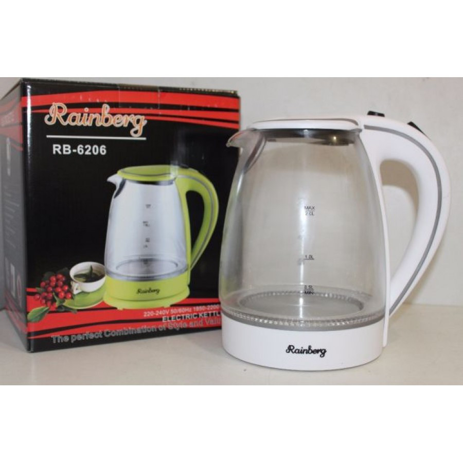 Электрочайник стекло Rainberg Германия LED подсветка чайник 2200Вт (ID#2256277771), цена: 622 ...