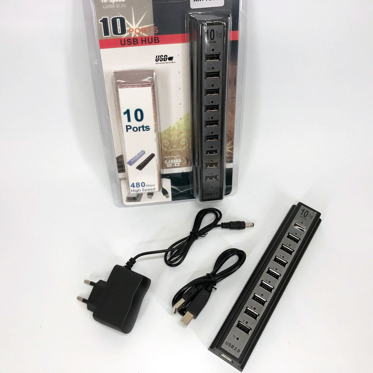 Разветвитель USB HUB на 10 портов с активной зарядкой 220V ...